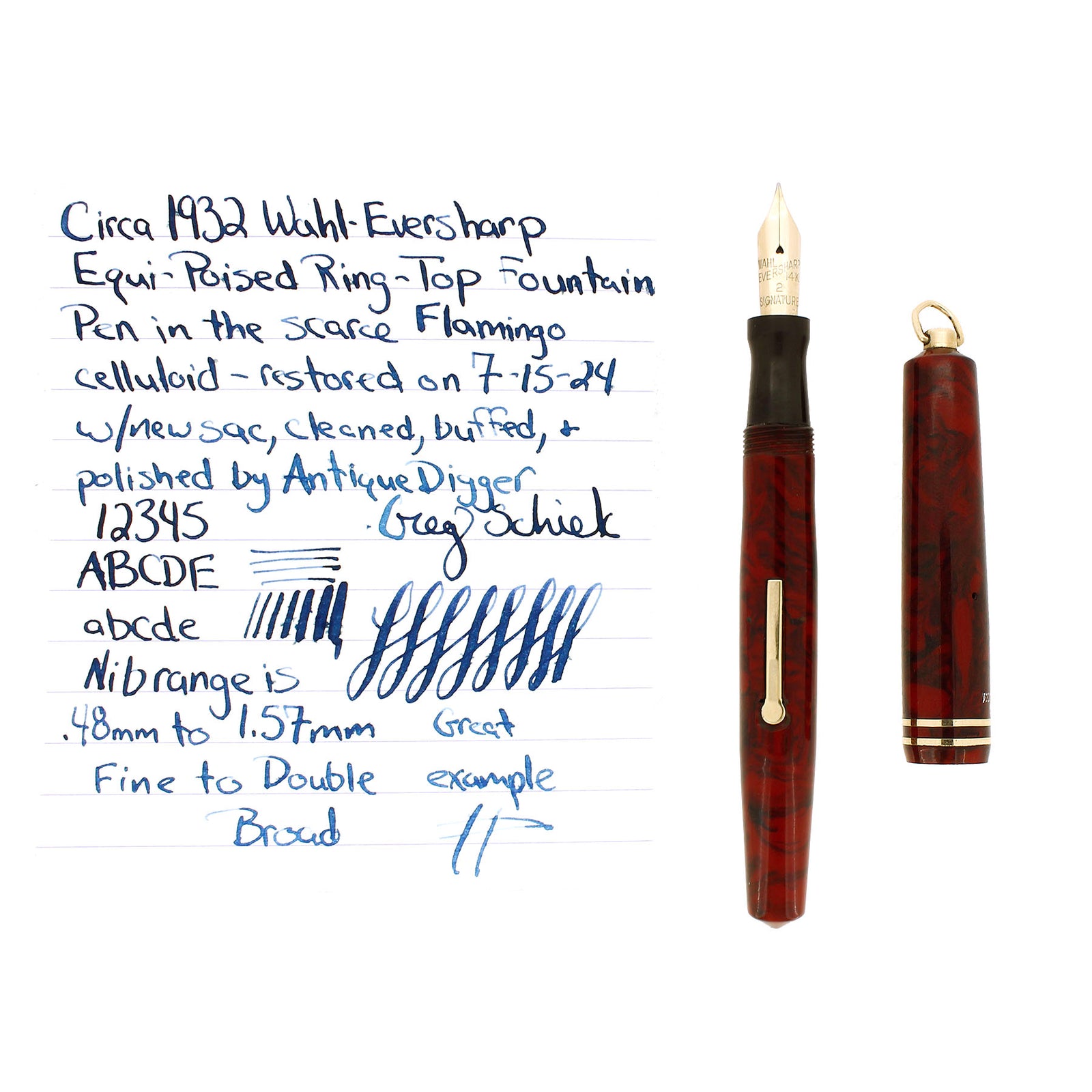 SCARCE CIRCA 1932 WAHL EVERSHARP EQUI-POISED FLAMINGO RING TOP FOUNTAI