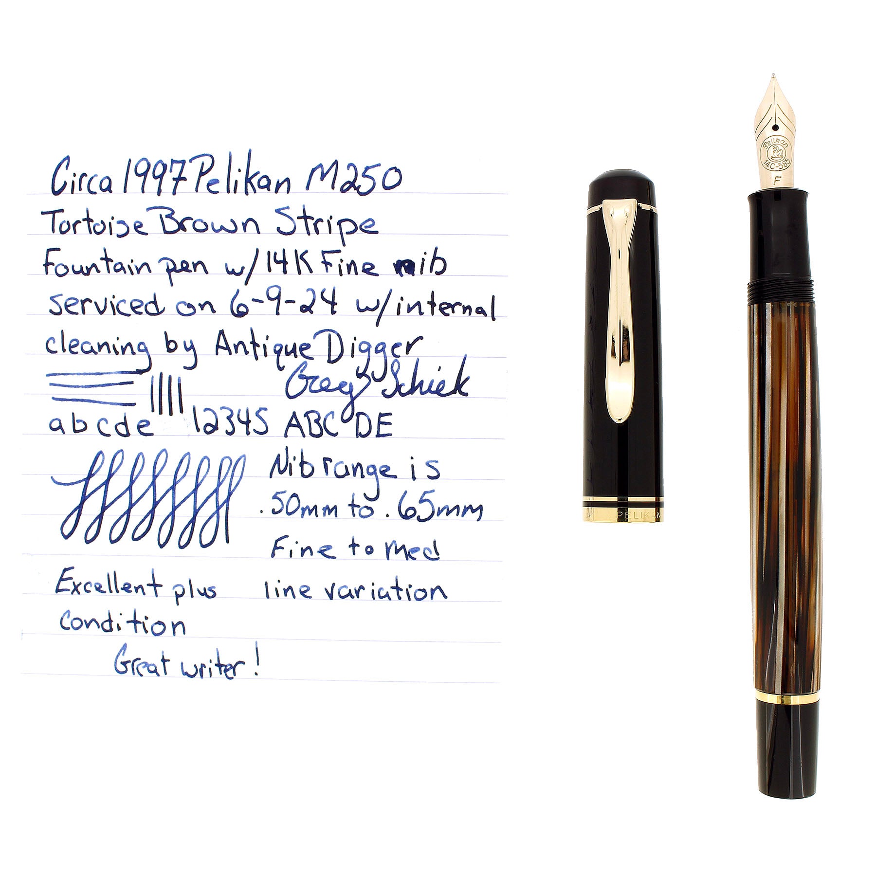 CIRCA 1997 PELIKAN SPECIAL EDITION M250 TORTOISE BROWN STRIPED 14C FIN