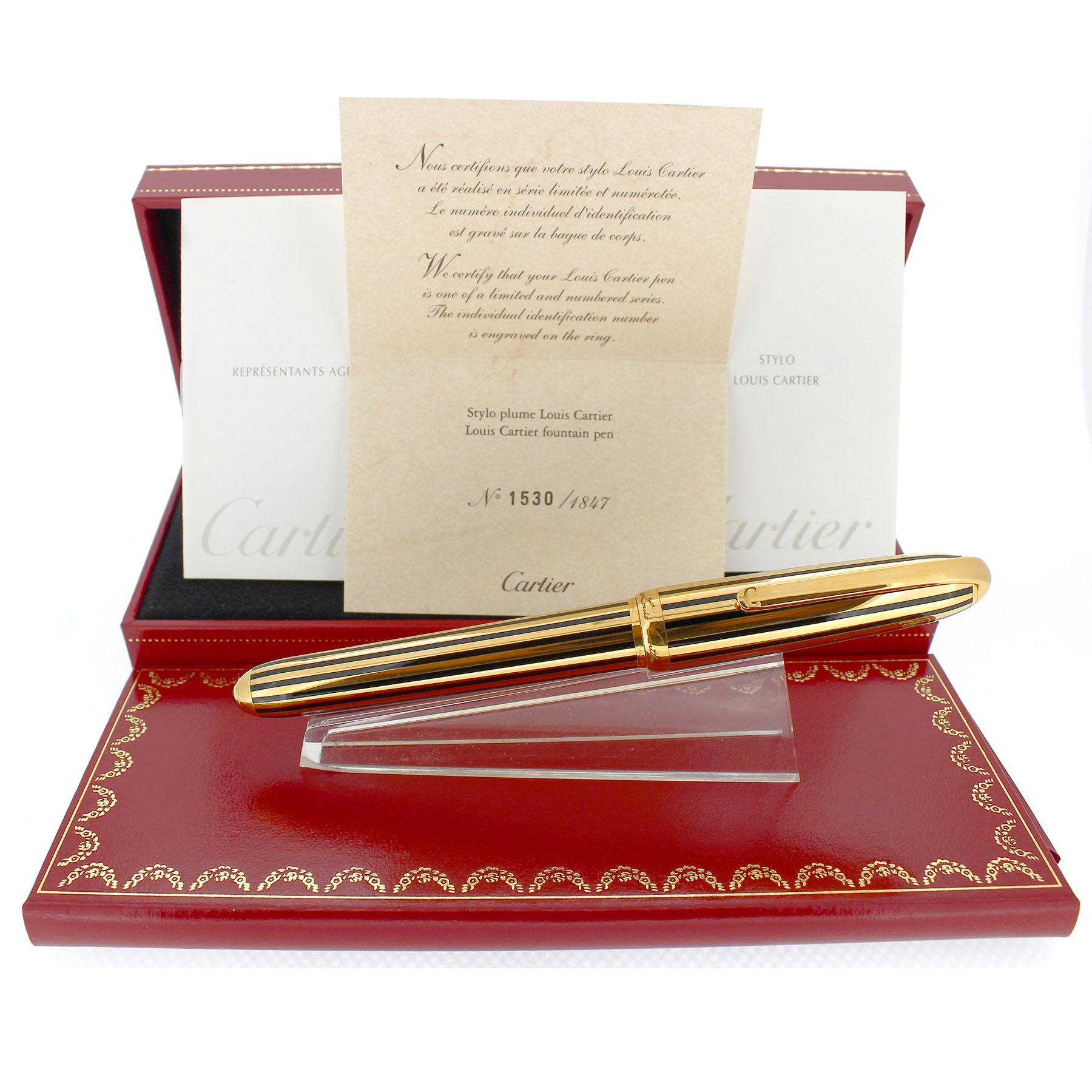 1999 CARTIER DANDY GOLD PLATE & BLACK LACQUER INLAY LIMITED EDITION 15