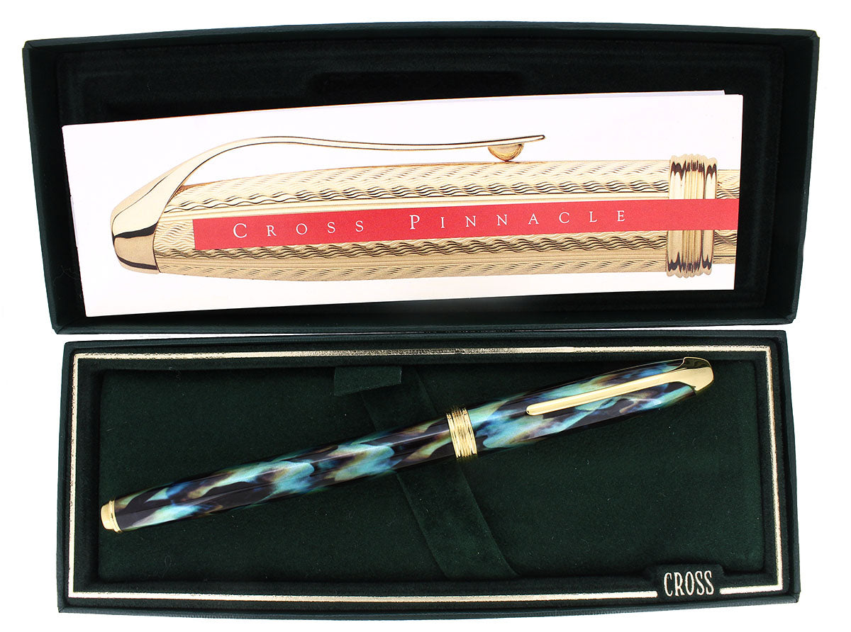 CIRCA 2001 CROSS PINNACLE PEACOCK 18K MEDIUM NIB FOUNTAIN PEN NEVER IN