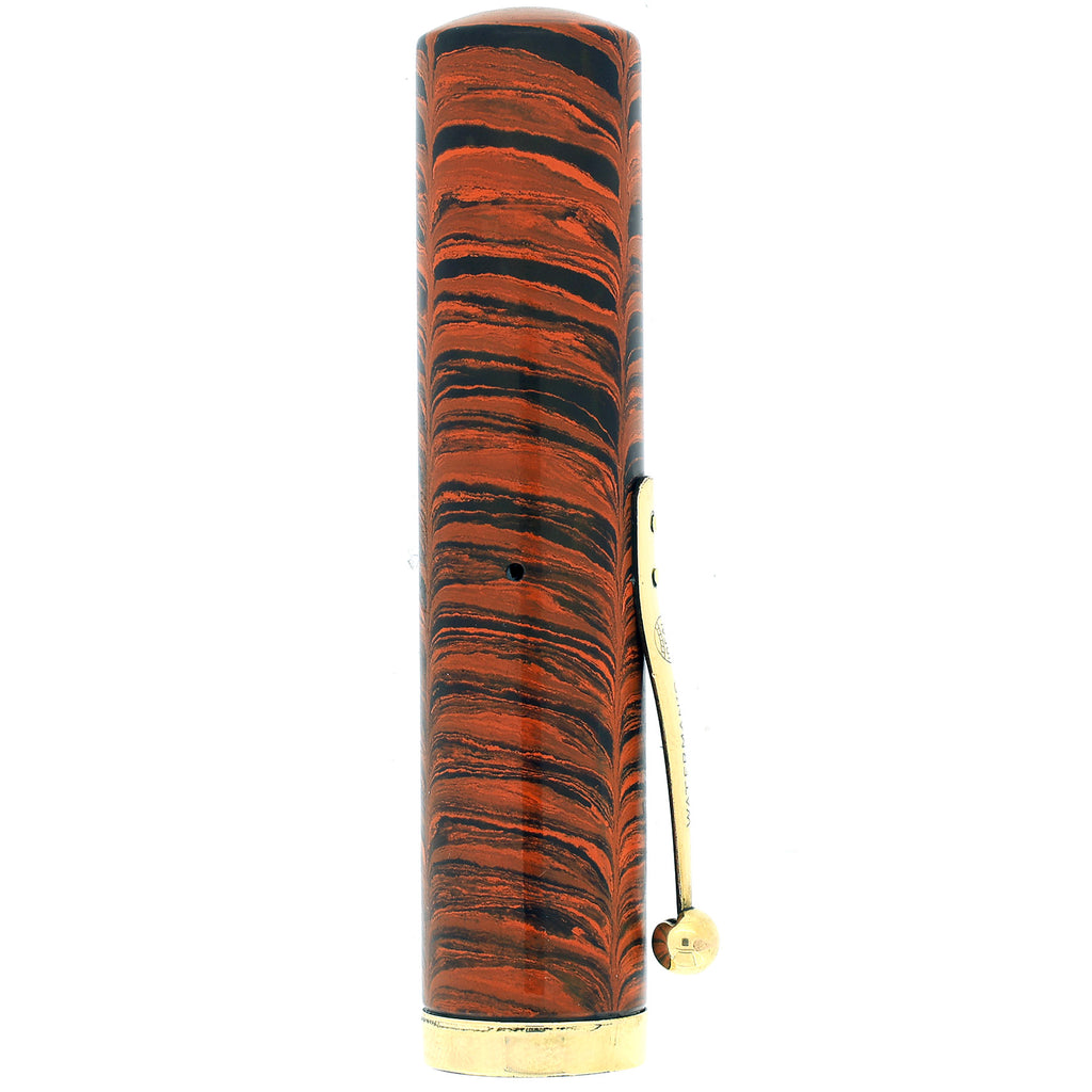 SCARCE 1920S WATERMAN #58 RED RIPPLE CAP WITH 18K GOLD FILLED TRIM PAR