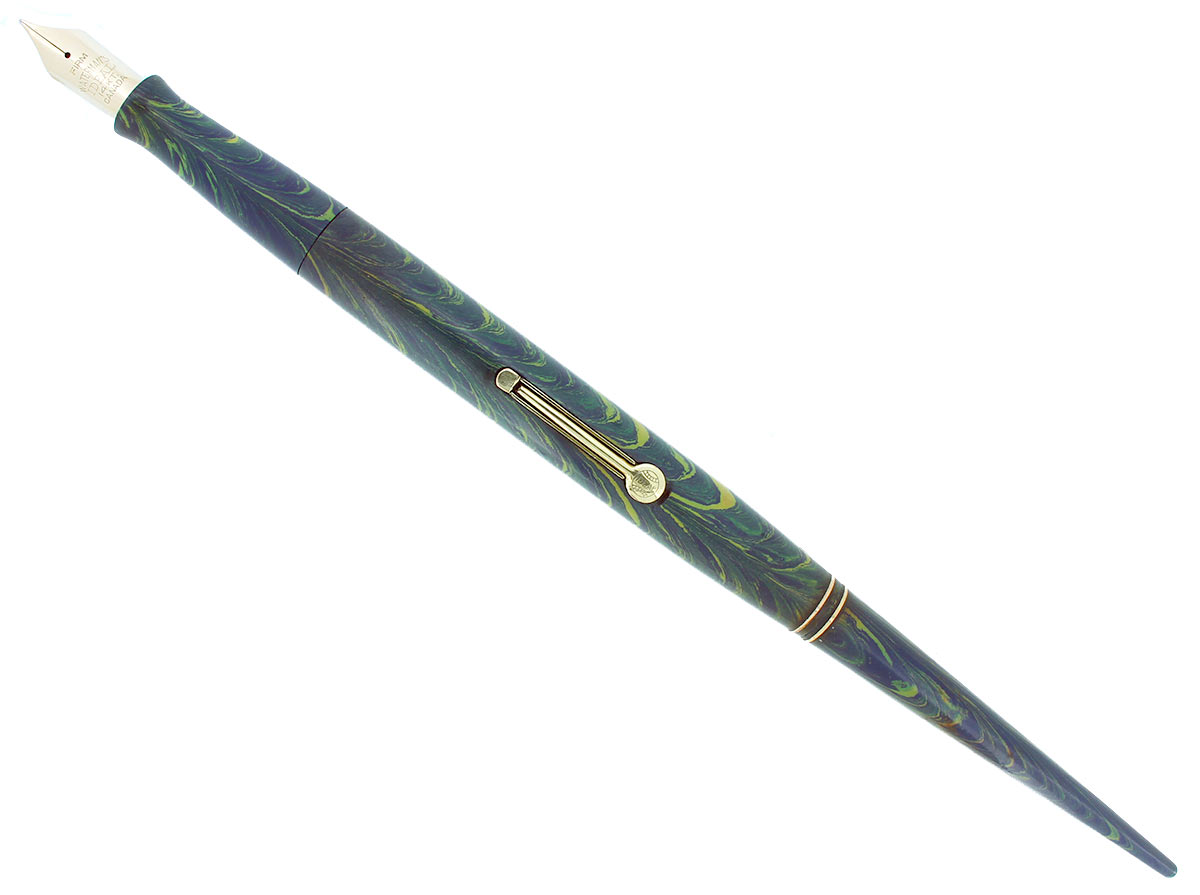 CIRCA 1928 WATERMAN #67 BLUE RIPPLE DESK PEN FOUNTAIN PEN M NIB RESTOR