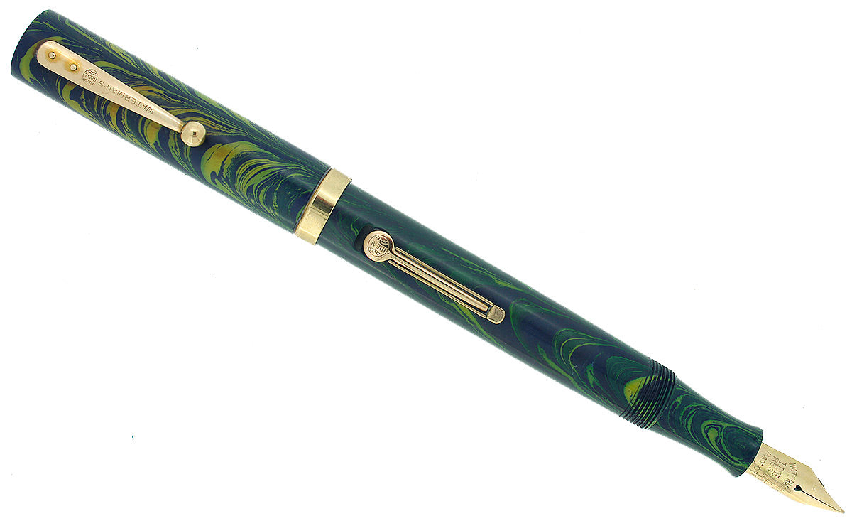 CIRCA 1930 WATERMAN 994 BLUE GREEN RIPPLE F-BBB FLEX NIB FOUNTAIN PEN ...