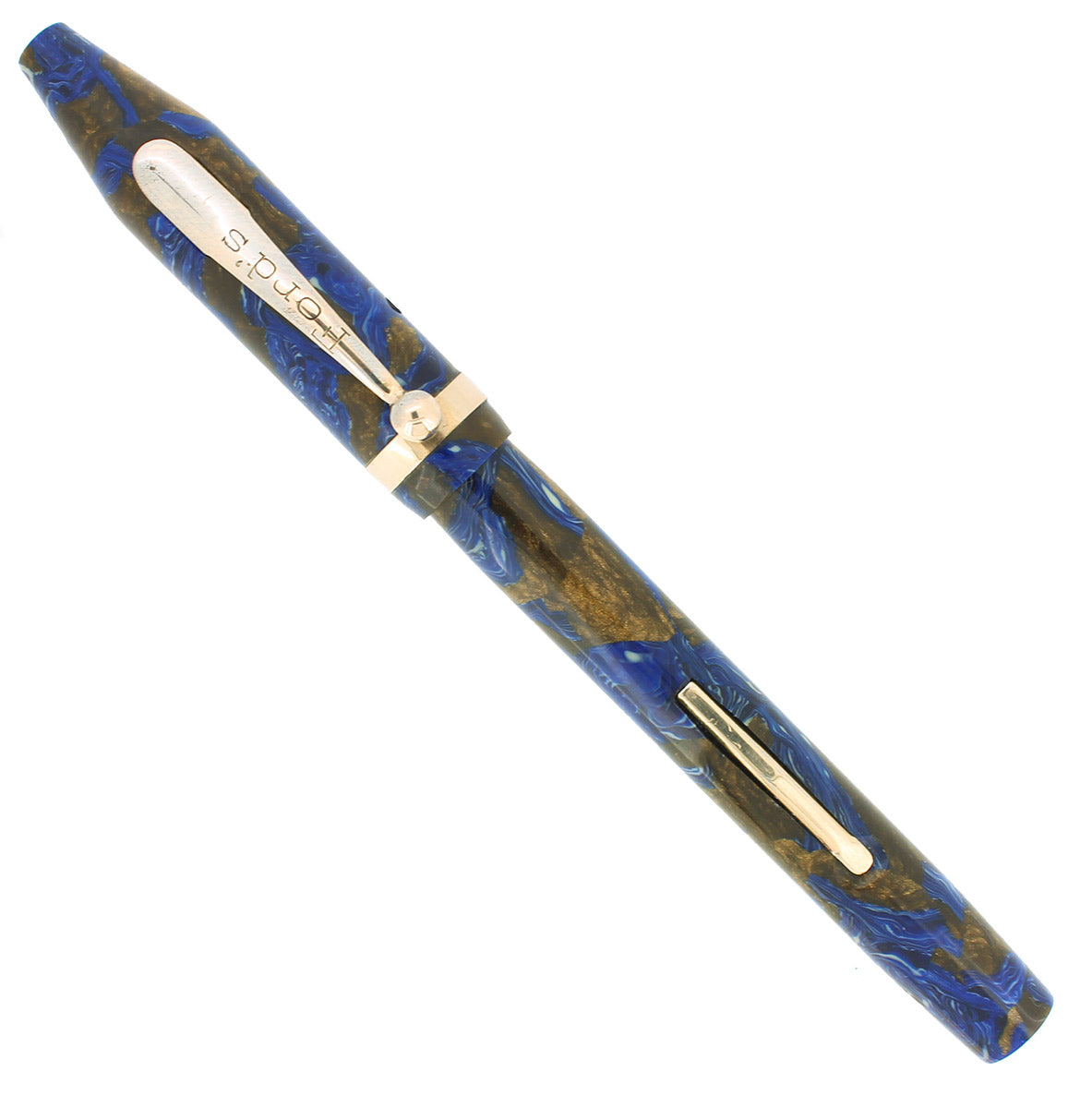 LATE 1920S FORD'S LAPIS BLUE & BRONZE HALF BALANCE FOUNTAIN PEN RESTOR