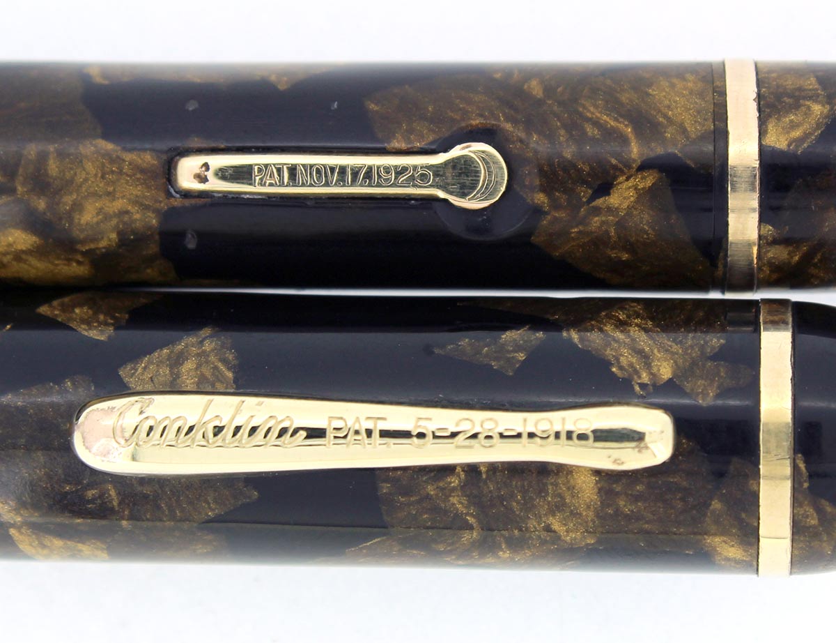 CIRCA 1934 CONKLIN ENSEMBLE BLACK BRONZE FOUNTAIN PEN PENCIL COMBO RES
