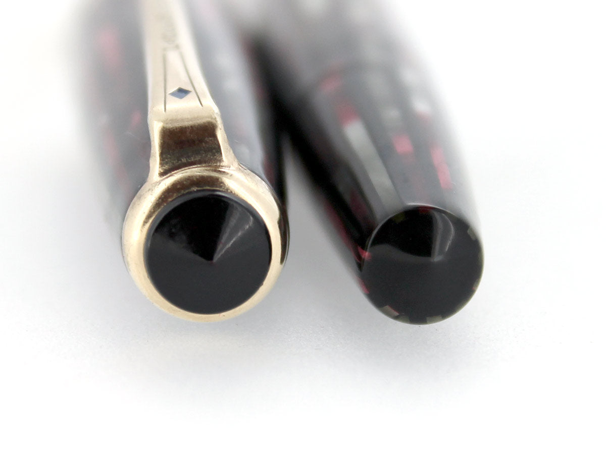 1945 PARKER STRIPED SENIOR DUOFOLD DUSTY ROSE CELLULOID FOUNTAIN PEN IN ...