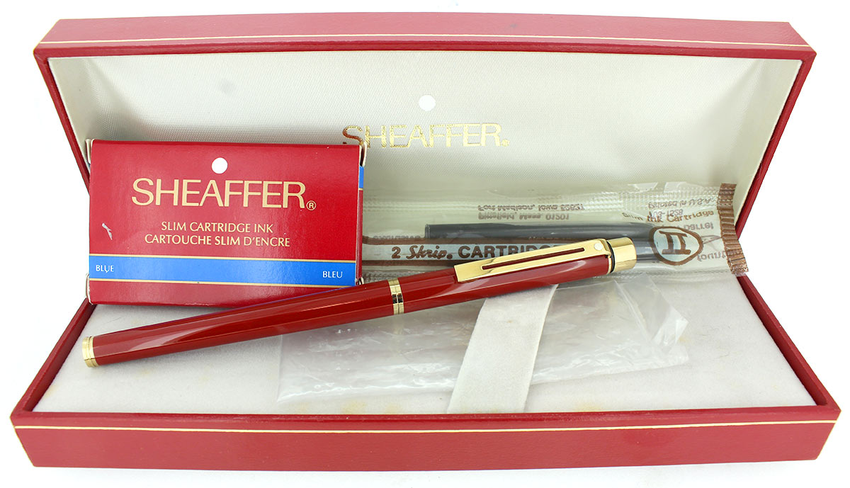 CIRCA 1982 SHEAFFER TARGA SLIMLINE IMPERIAL RED MEDIUM NIB FOUNTAIN PE
