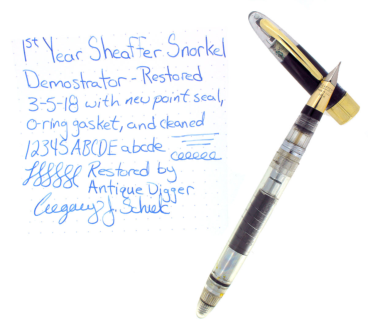 SHEAFFER SNORKEL DEMONSTRATOR FOUNTAIN PEN FINE POINT NIB RESTORED
