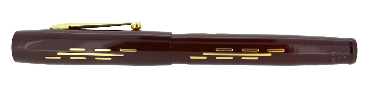 CIRCA 1937 CHILTON MAROON WING-FLOW FOUNTAIN PEN RESTORED INLAY GOLD D