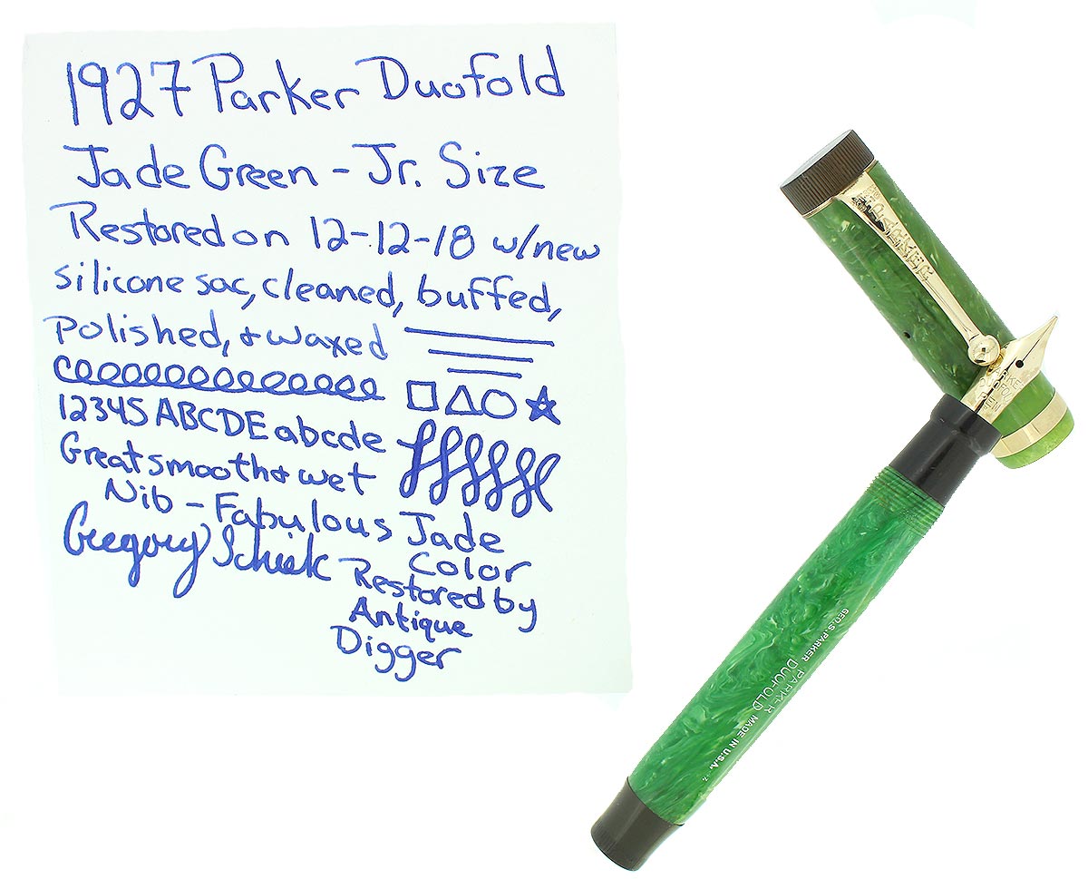 1927 DUOFOLD JADE FOUNTAIN PEN RESTORED