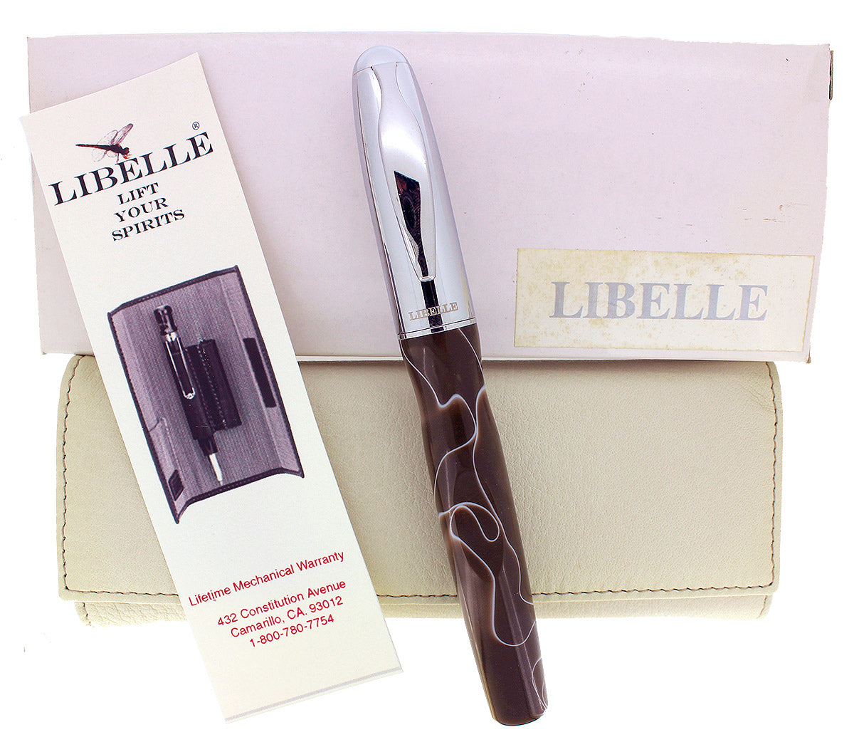CIRCA 2007 LIBELLE VORTEX MOCHA SWIRL ACRYLIC ROLLERBALL PEN NEW OLD S
