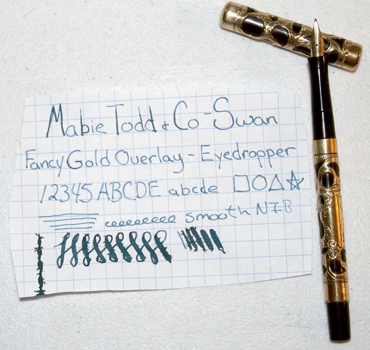 CIRCA 1915 MABIE TODD SWAN FANCY GOLD OVERLAY EYEDROPPER FOUNTAIN PEN