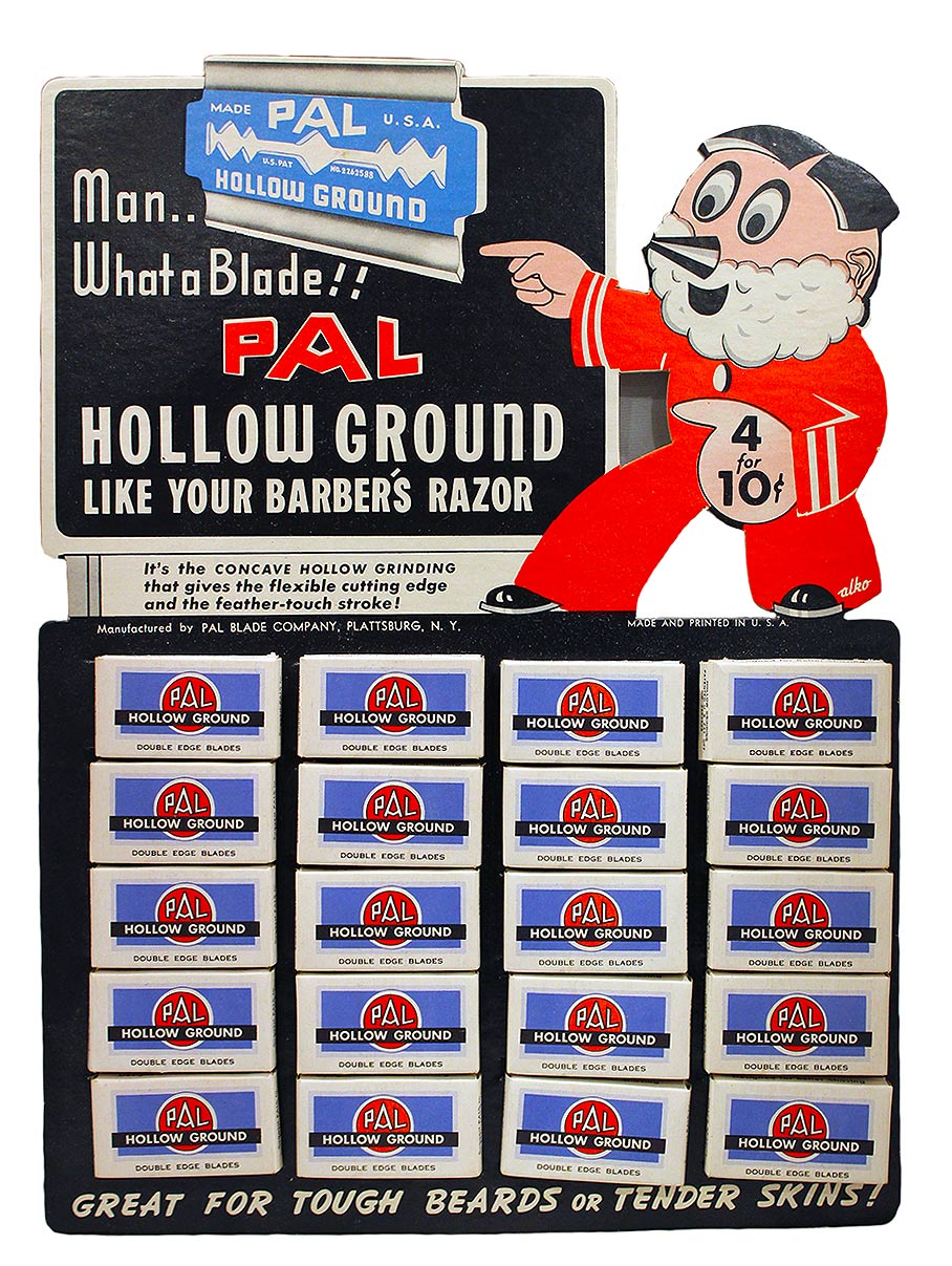 1930s PAL HOLLOW GROUND RAZOR BLADE STORE COUNTERTOP ADVERTISING ...