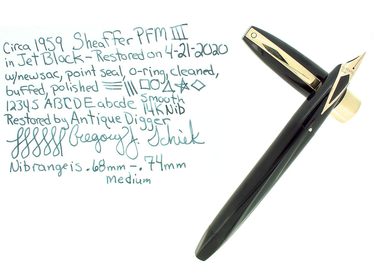 CIRCA 1959 SHEAFFER JET BLACK PFM III PEN FOR MEN FOUNTAIN PEN RESTORE