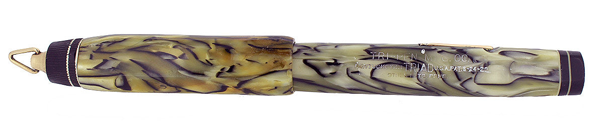 CIRCA 1930 TRIAD TRI-PEN MFG CO BLACK AND PEARL CELLULOID FOUNTAIN PEN ...