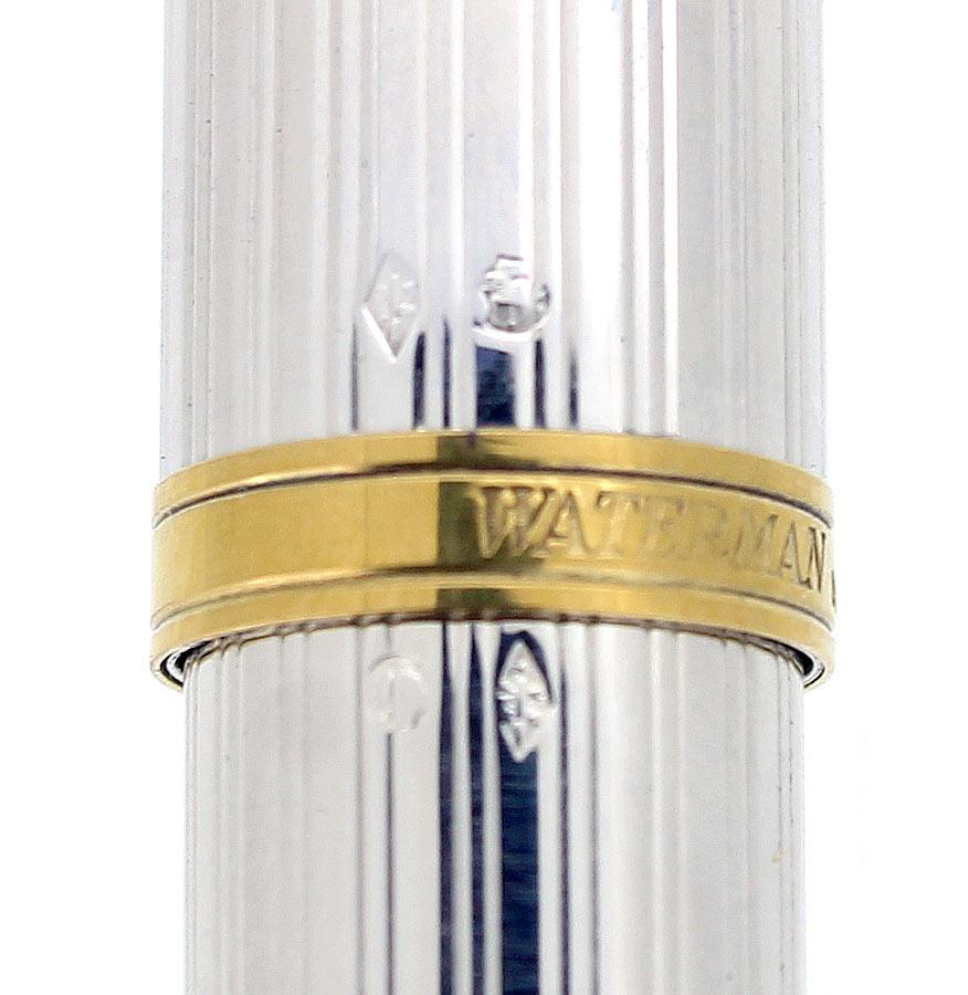 WATERMAN GENTLEMAN STERLING SILVER FLUTED FOUNTAIN PEN 18K NIB ORIGINA