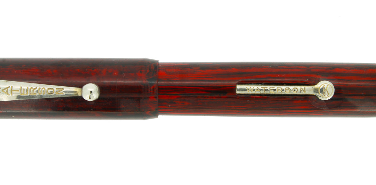 CIRCA 1920s WATERSON OVERSIZE RED WOODGRAIN HARD RUBBER FOUNTAIN PEN IN ...